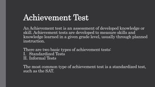 Achievement Test for Assessment Presentation | PPT