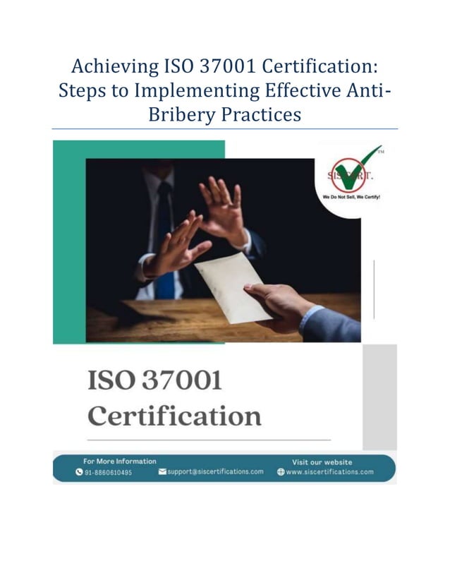 Achieving ISO 37001 Certification: Steps to Implementing Effective Anti-Bribery Practices | PDF