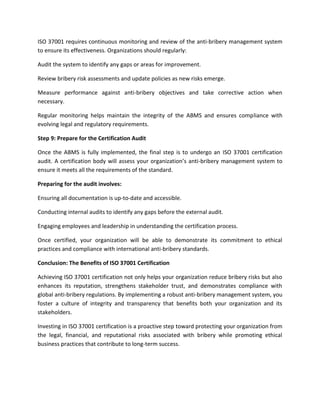 Achieving ISO 37001 Certification: Steps to Implementing Effective Anti-Bribery Practices | PDF