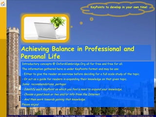 Achieving Balance in Professional & Personal Life (beta) | PPT