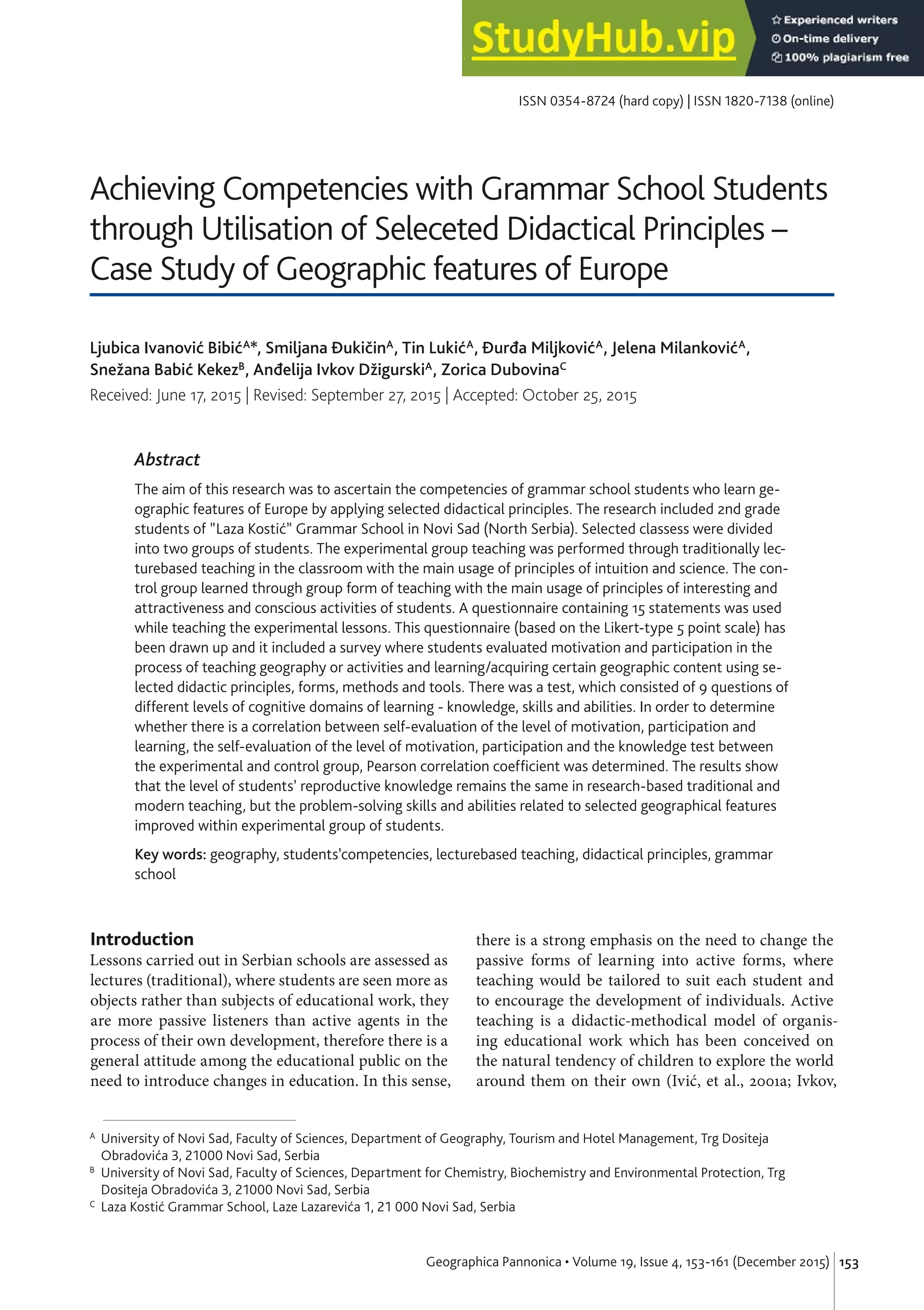 Achieving Competencies With Grammar School Students Through Utilisation Of Selected Didactical ...