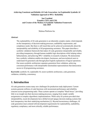 Achieving Consistent and Reliable AI Code Generation - Medusa AI | PDF