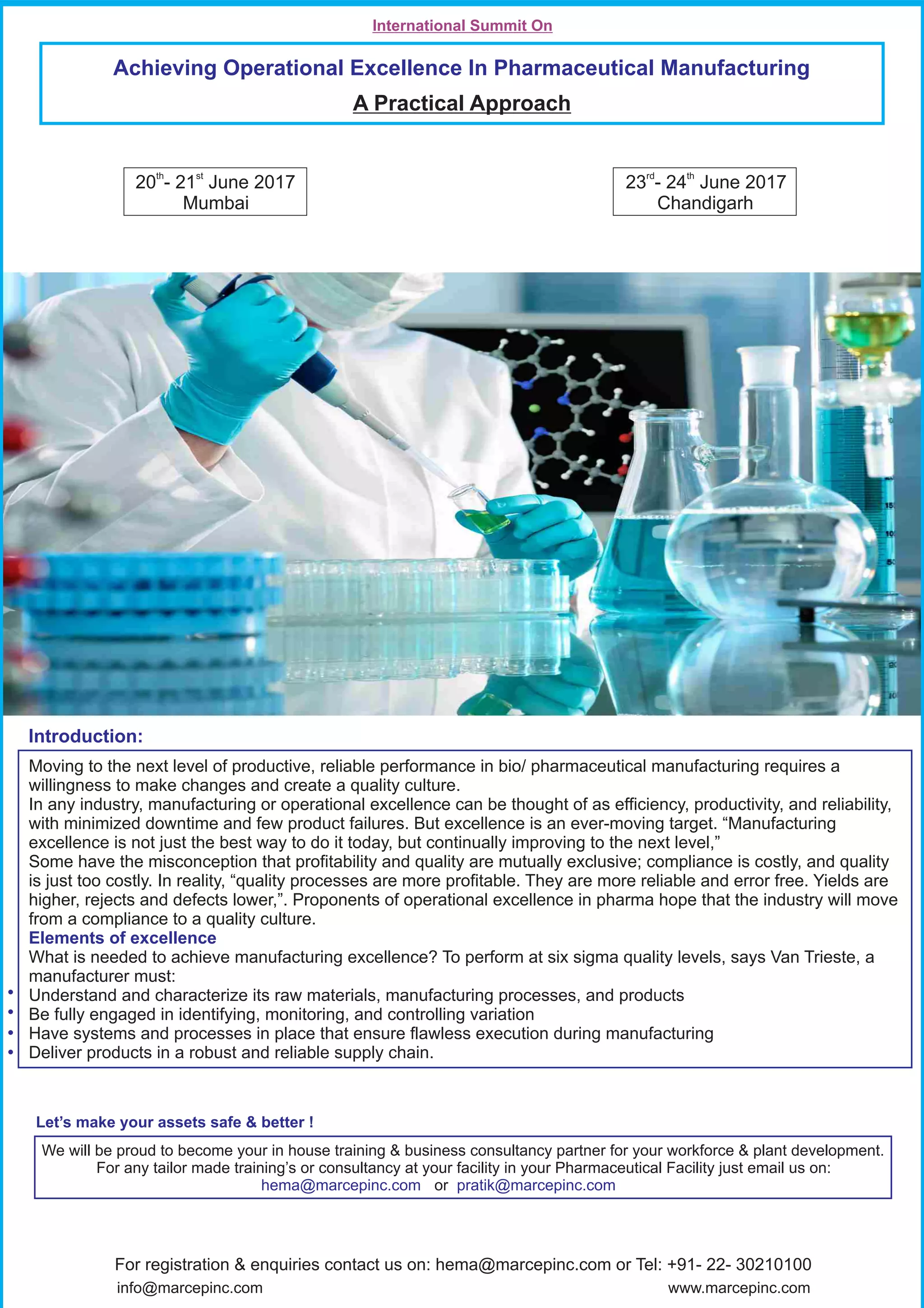Achieving Operational Excellence in Pharma Manufacturing Plants | PDF
