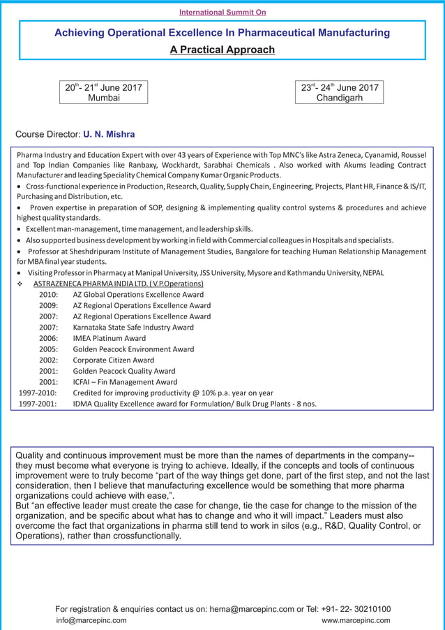 Achieving Operational Excellence in Pharma Manufacturing Plants | PDF