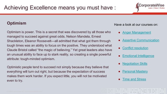 Achieving excellence through positive thinking | PPT