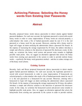 Achieving flatness selecting the honeywords | PDF