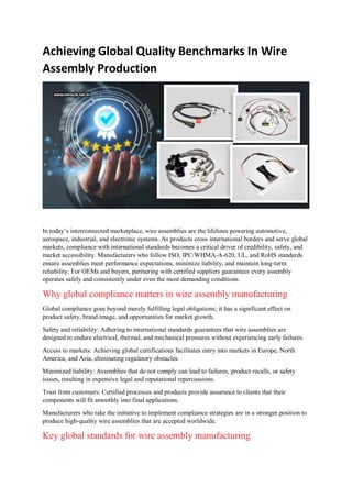 Achieving Global Quality Benchmarks In Wire Assembly Production | PDF