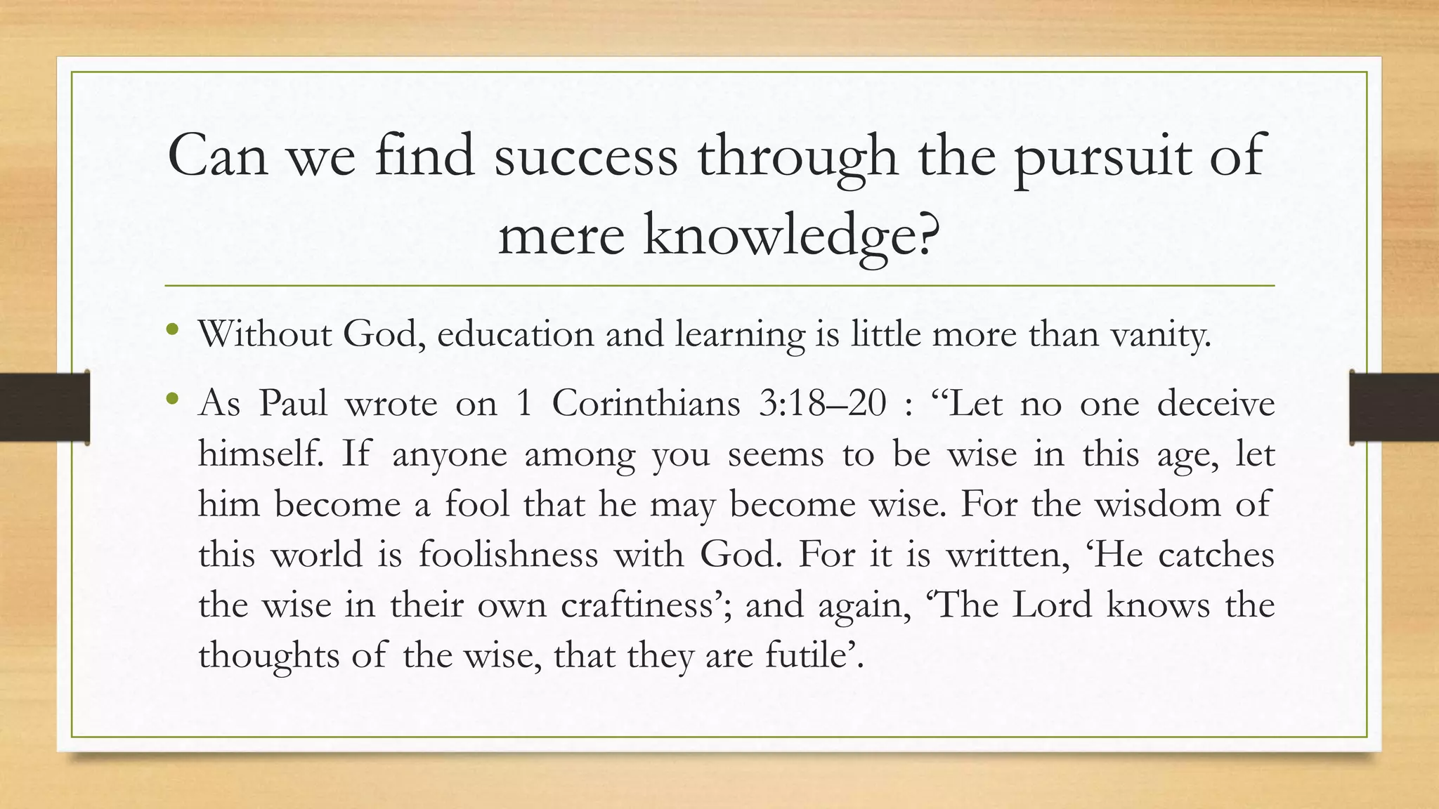 Achieving Godly Success (Biblically Based and Christian Framework) | PPTX