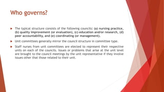 Achieving Nursing Excellence thru Shared Governance | PPTX | Healthcare ...