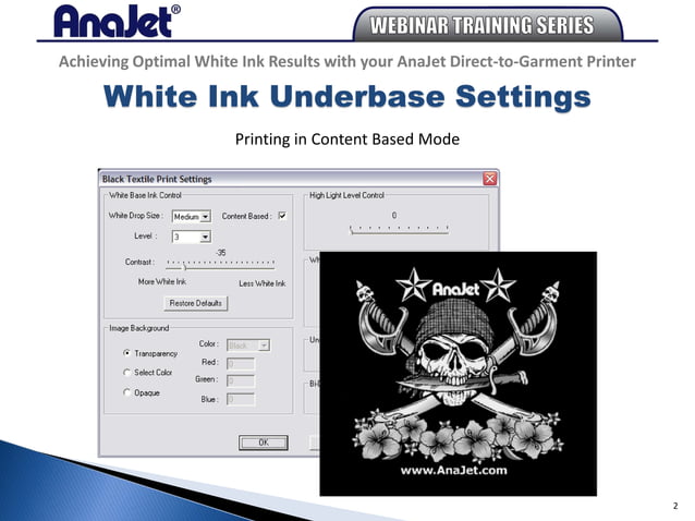 Obtenga los Mejores Resultados imprimiendo con Tinta Blanca en su Anajet | PPT