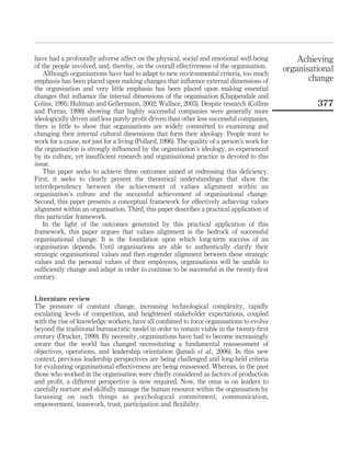 Achieving Organisational Change through Values Alignment | PDF