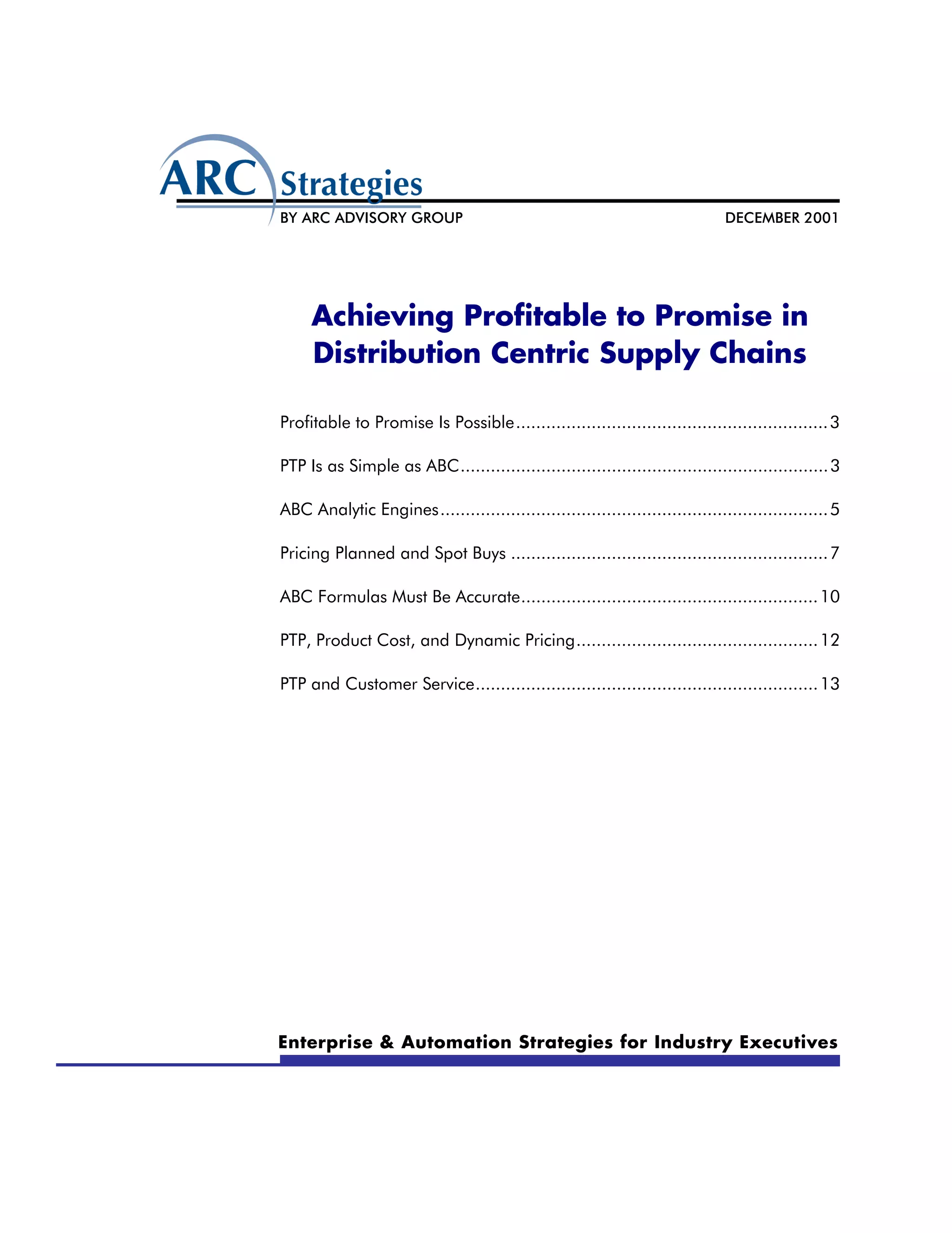 Achieving profitable to promise in distribution centric supply chain | PDF