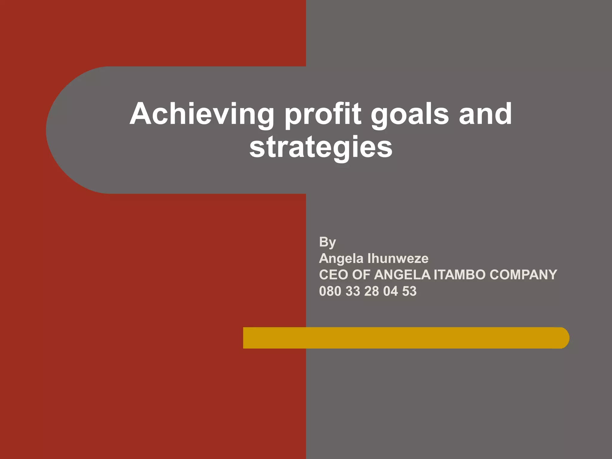 Achieving profit goals and strategies | PPT