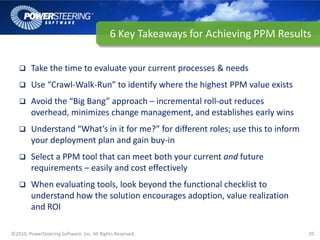 Achieving Breakthrough Results With PPM Tools | PPTX