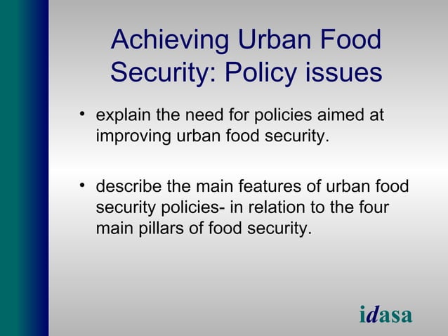 Achieving Urban Food Security Policy Issues | PPT