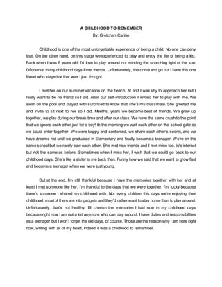 A childhood to remember | PDF