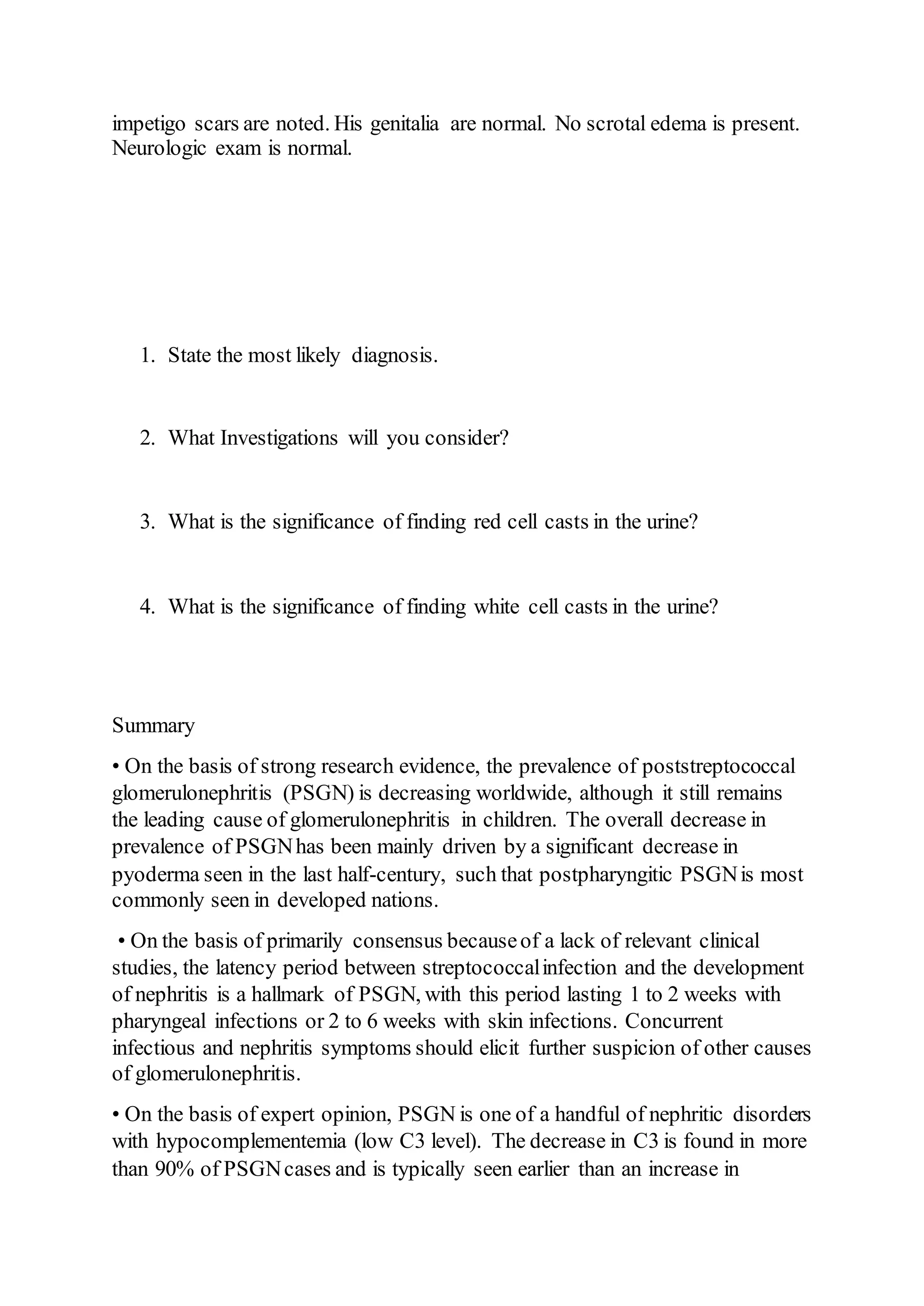 A child with oedema case scenario | DOCX