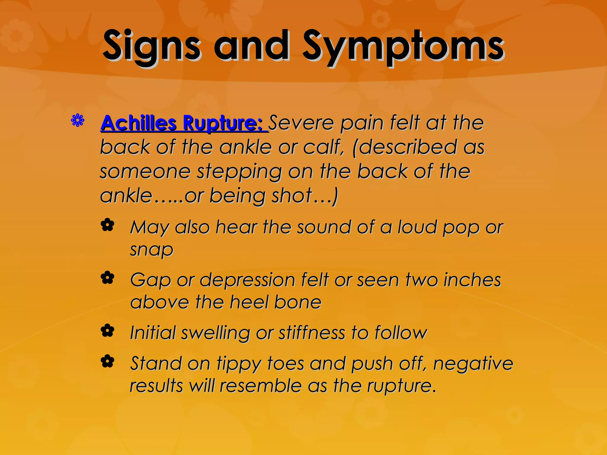 Achilles Tendonitis/Rupture | PPT