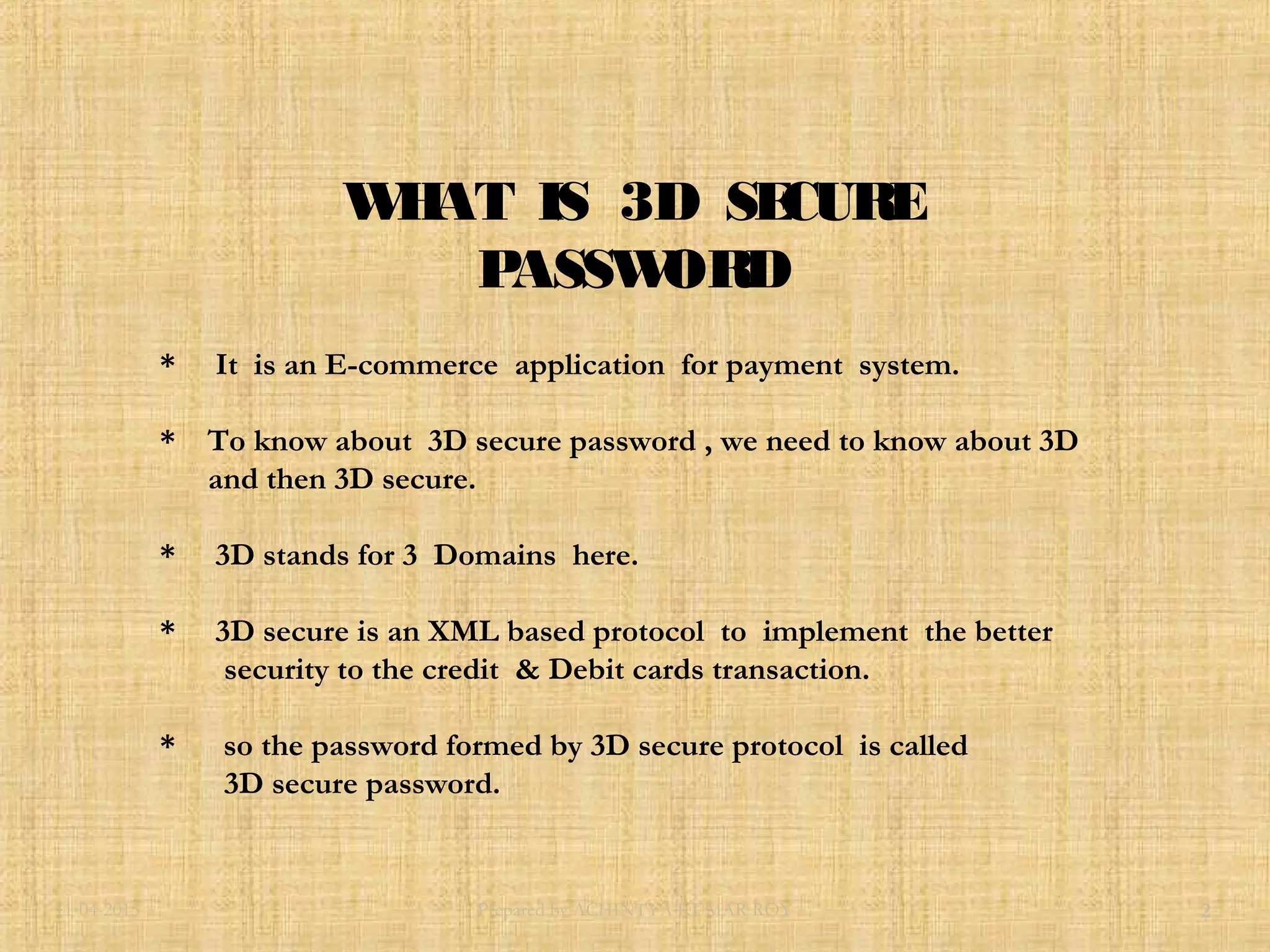 3D secure password | PPT
