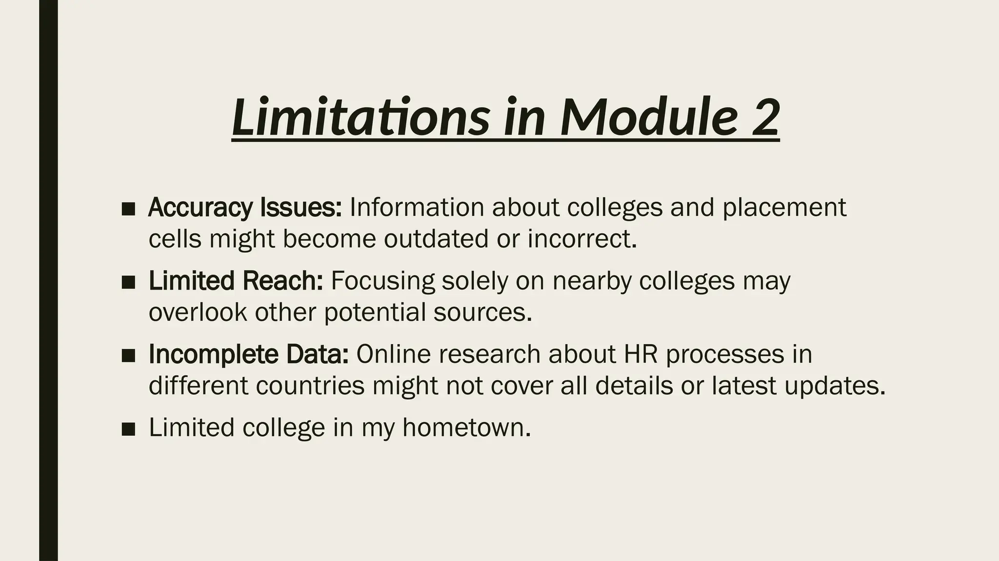 Achivement and limitations.pptx in internship | PPTX