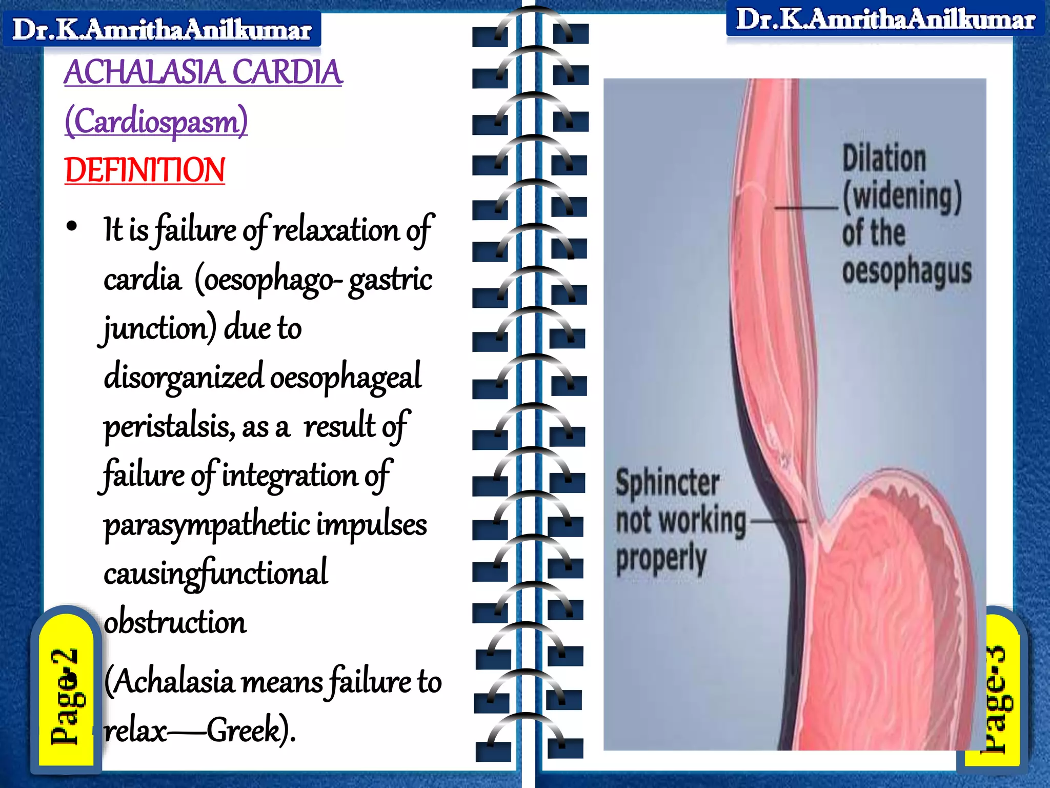 Achlasia cardia by Dr.K.AmrithaAnilkumar | PPTX