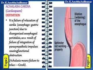 Achlasia cardia by Dr.K.AmrithaAnilkumar | PPTX