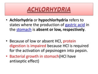 Achlorhydria and peptic ulcer | PPTX