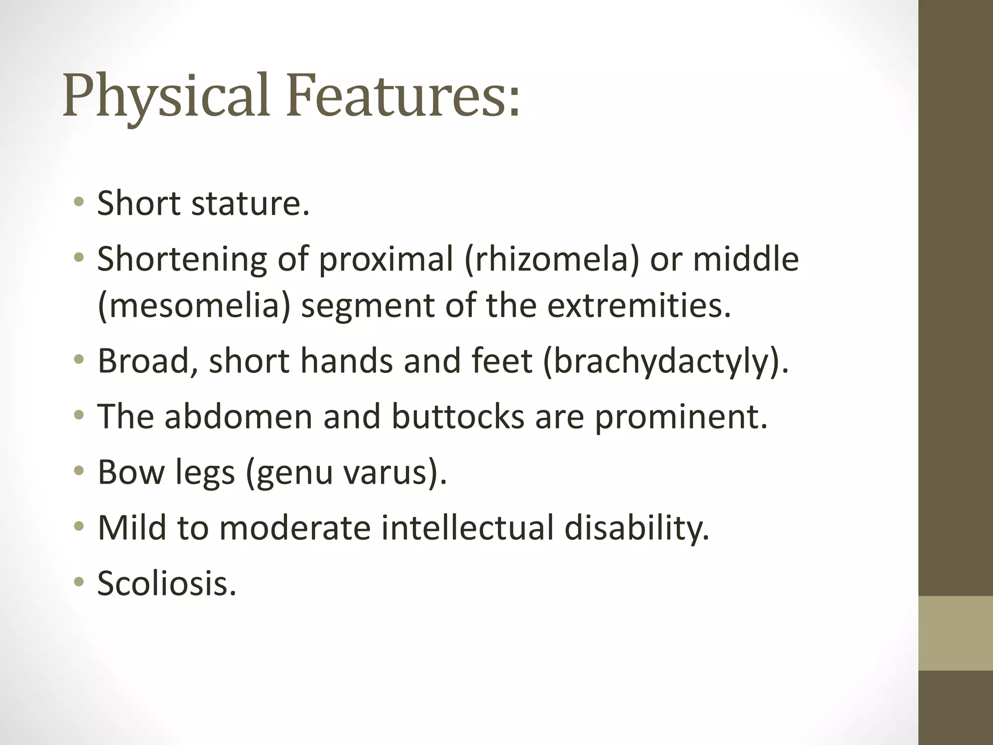 Achondroplasia, pseudochondroplasia & hypochondroplasia | PPTX