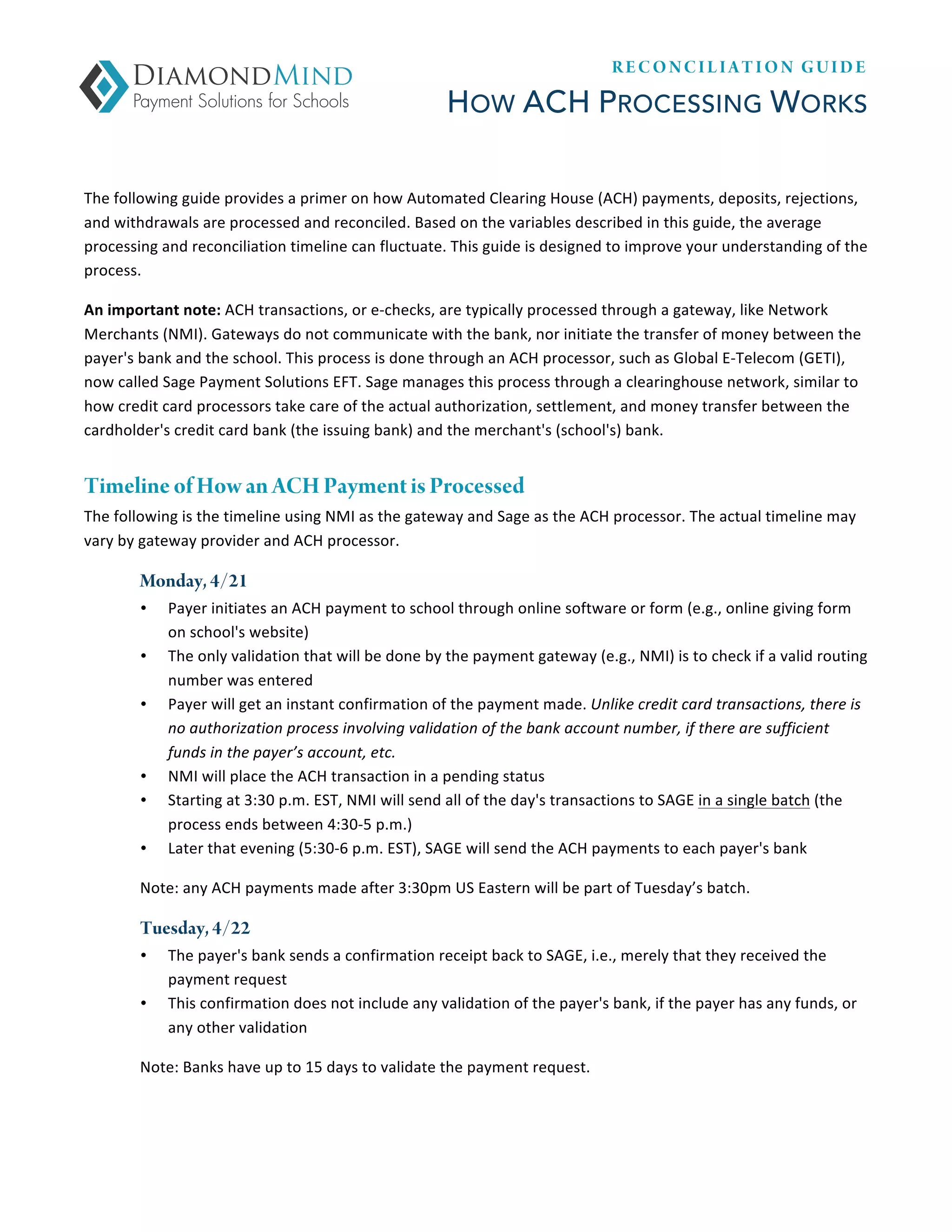 ACH Processing and Reconciliation Guide | PDF | Credit Cards | Personal ...