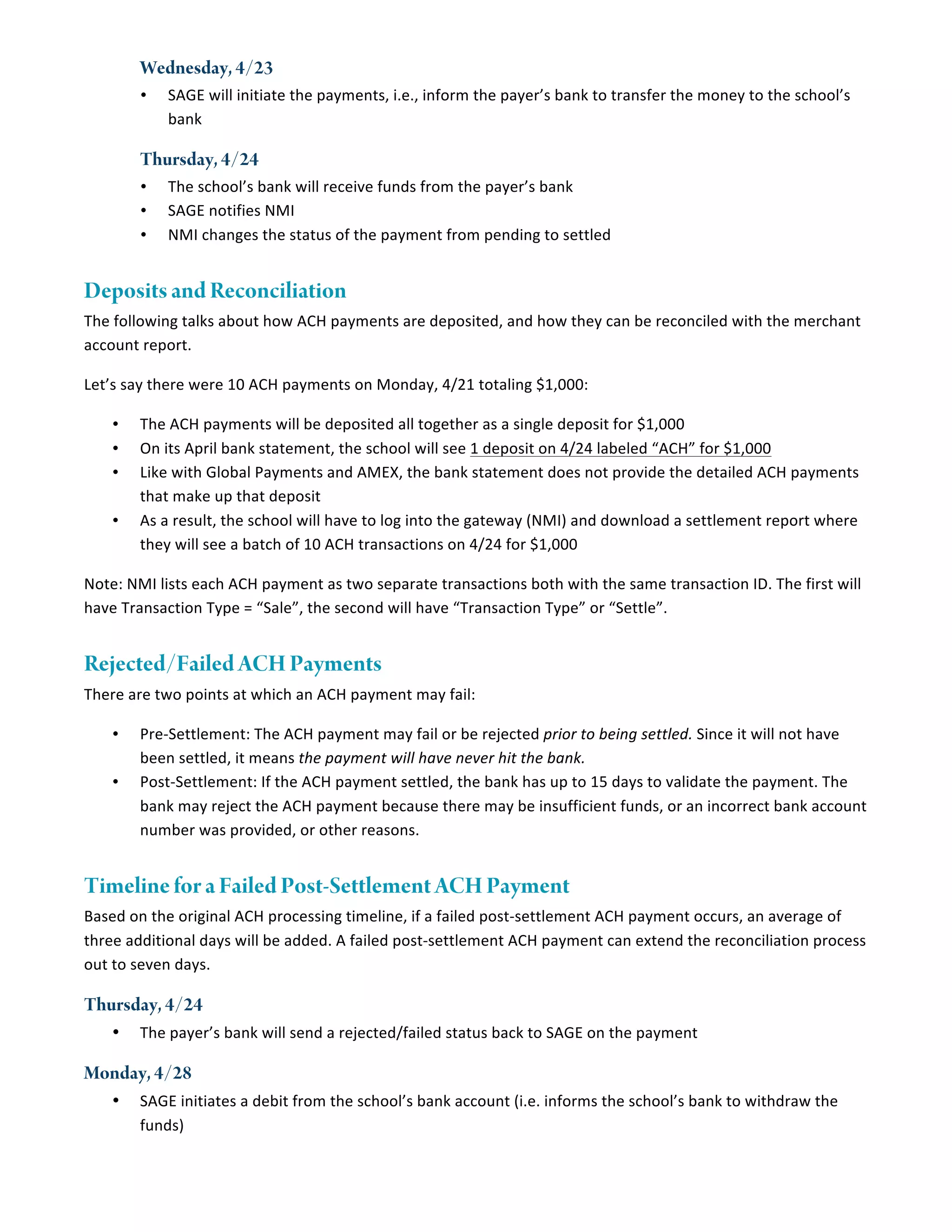 ACH Processing and Reconciliation Guide | PDF | Credit Cards | Personal Debt