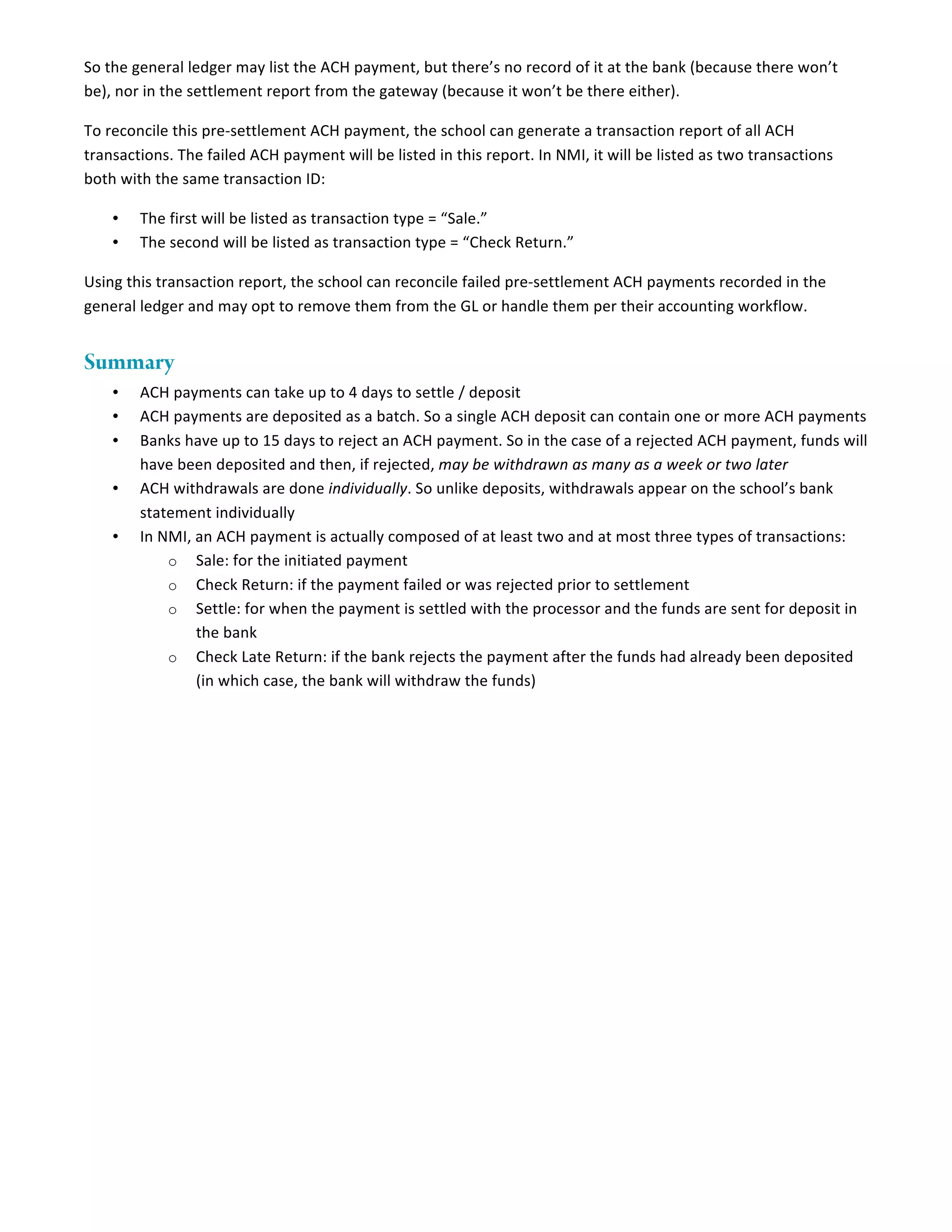 ACH Processing and Reconciliation Guide | PDF | Credit Cards | Personal ...