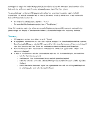 ACH Processing and Reconciliation Guide | PDF