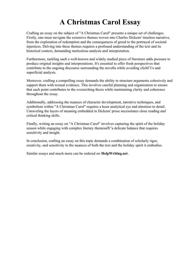 A Christmas Carol Essay | PDF