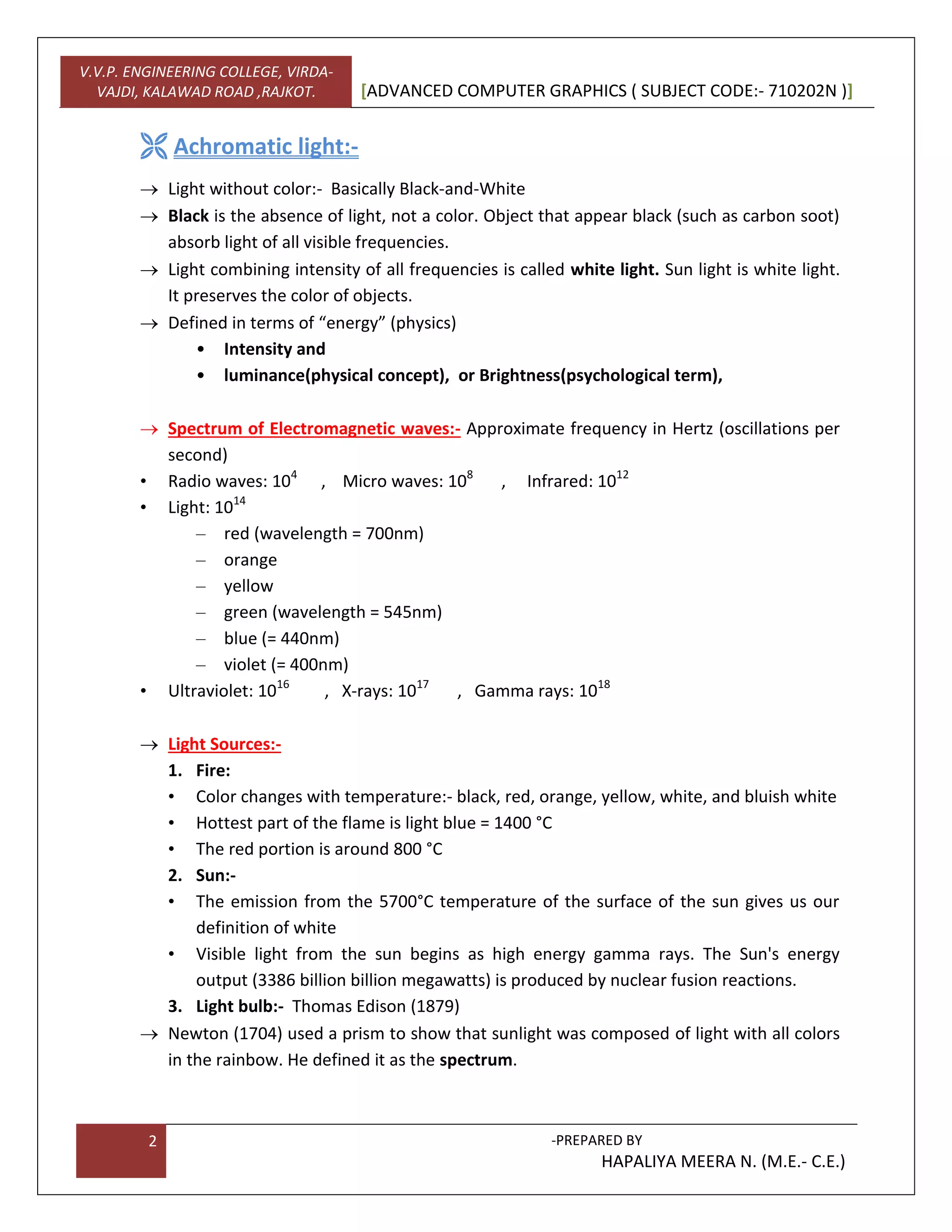Achromatic and colored light | PDF