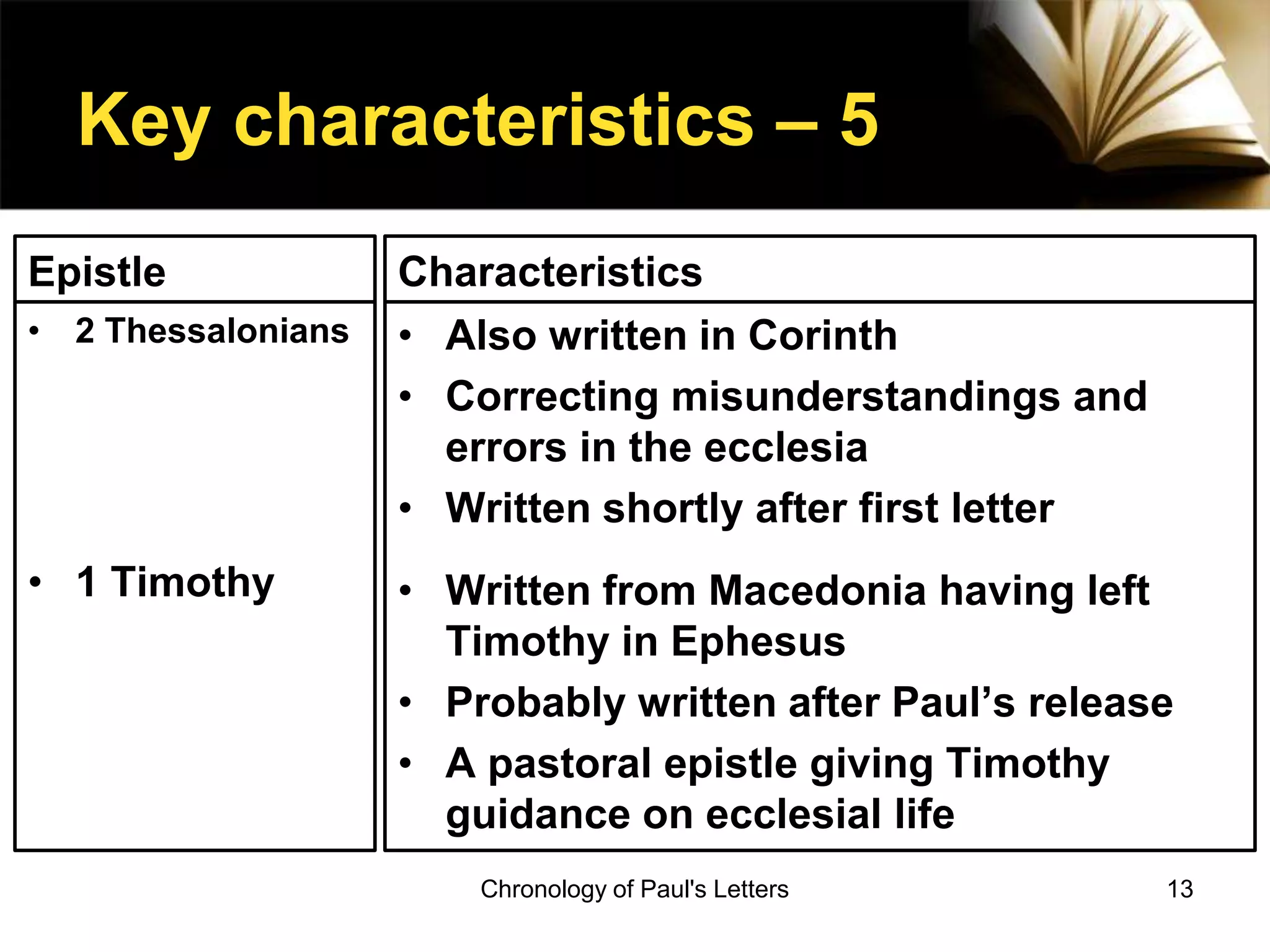 A chronology of paul’s letters | PPTX