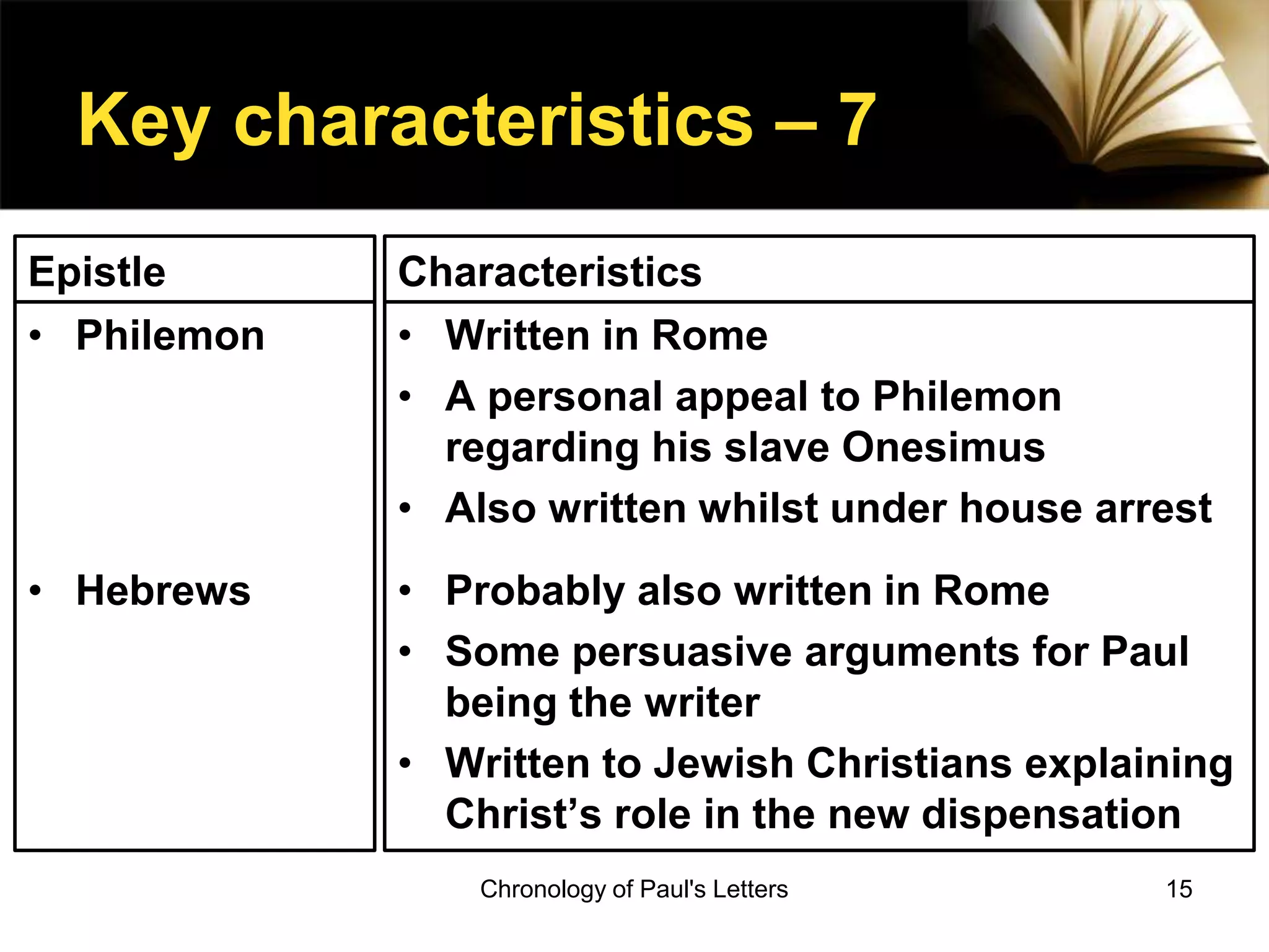 A chronology of paul’s letters | PPTX