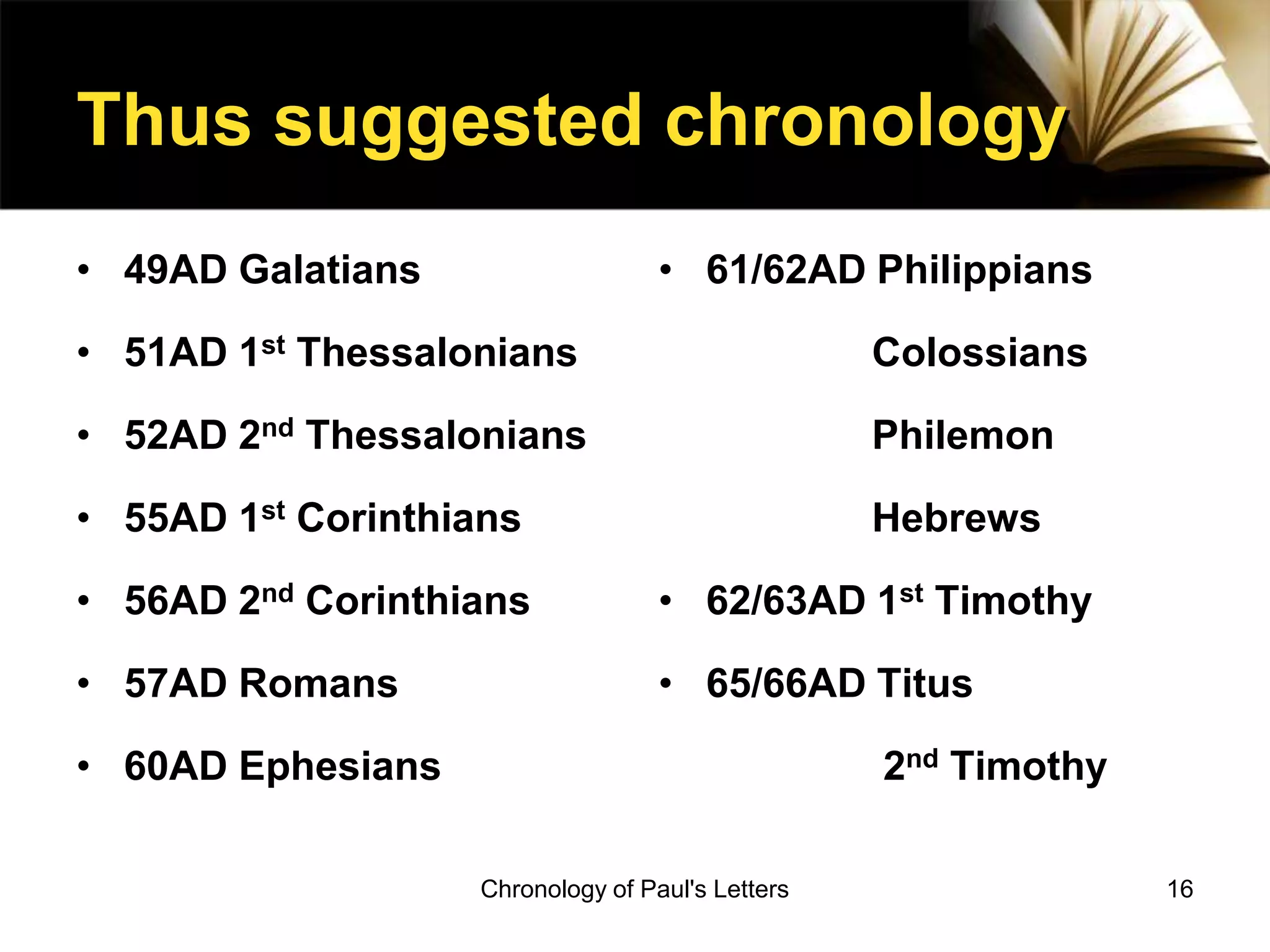 A chronology of paul’s letters | PPTX