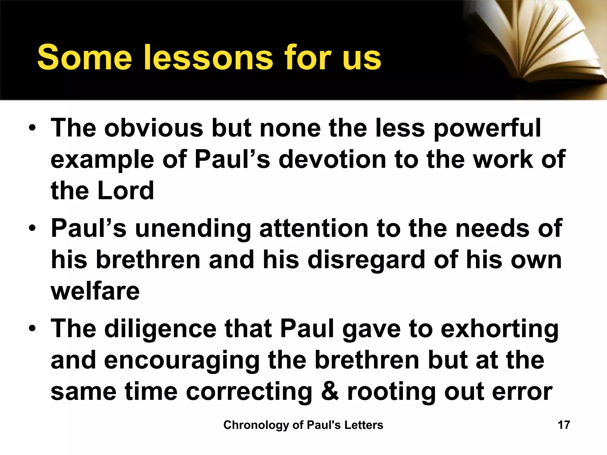 A chronology of paul’s letters | PPTX