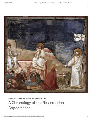 A Chronology of the Resurrection Appearances | PDF