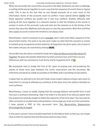 A Chronology of the Resurrection Appearances | PDF