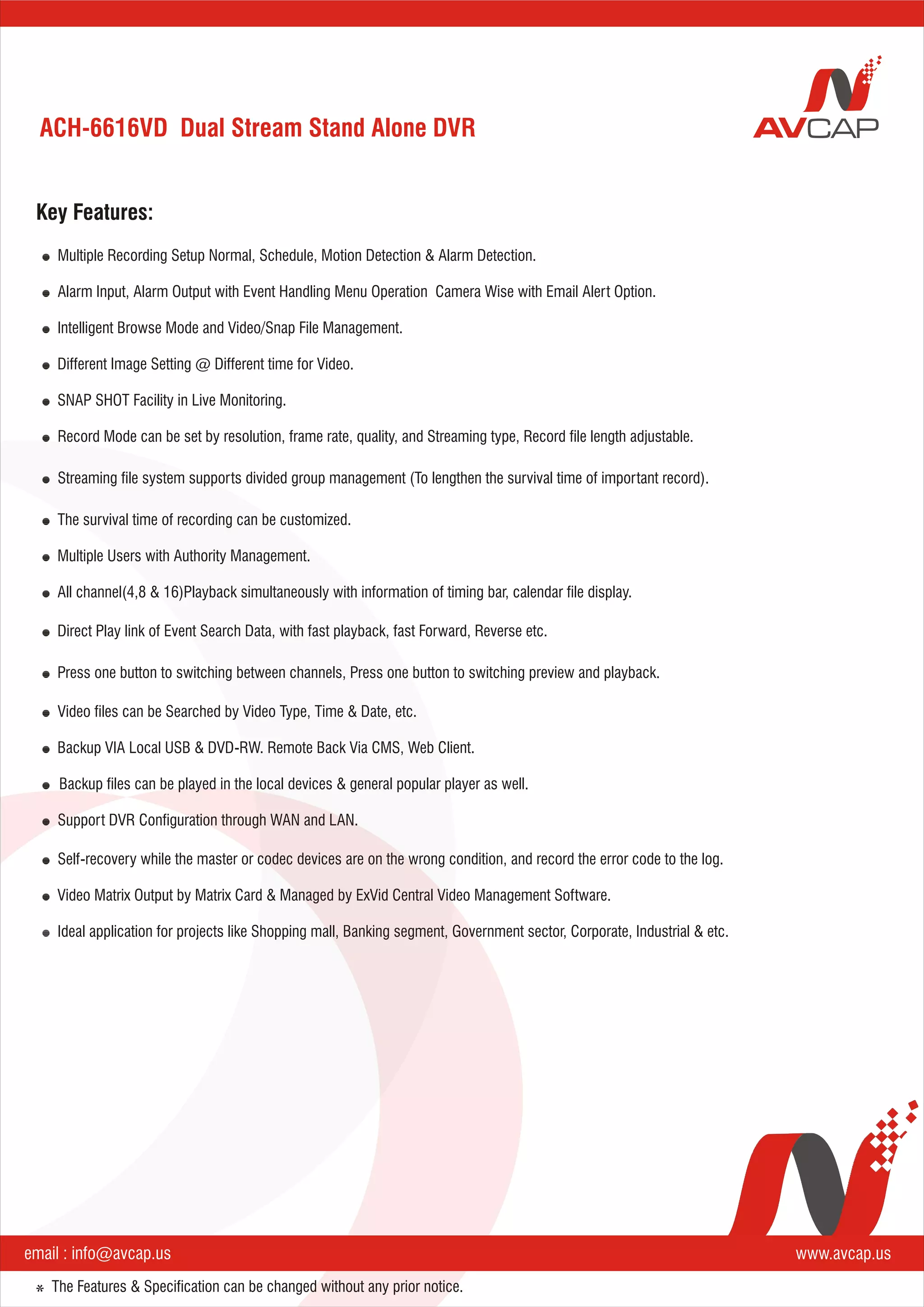 Ach series dualstream6616vddvr | PDF