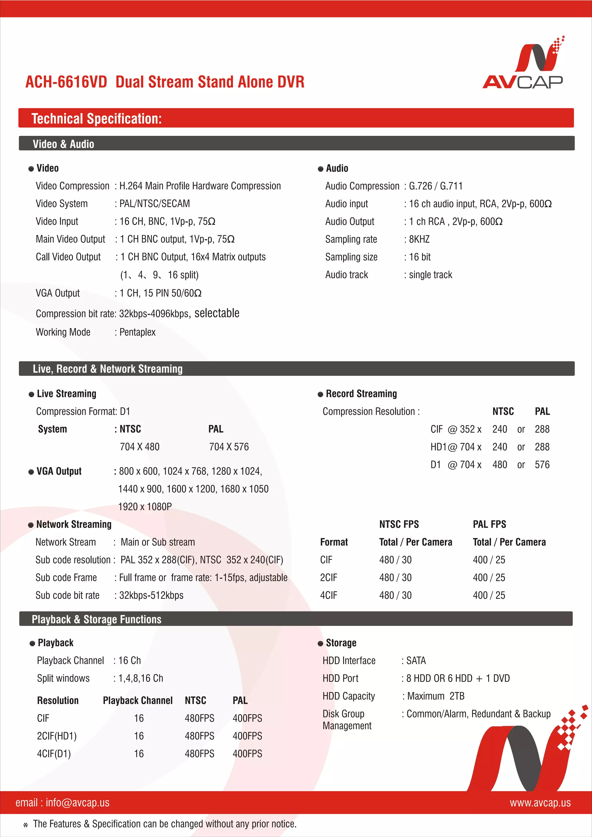 Ach series dualstream6616vddvr | PDF