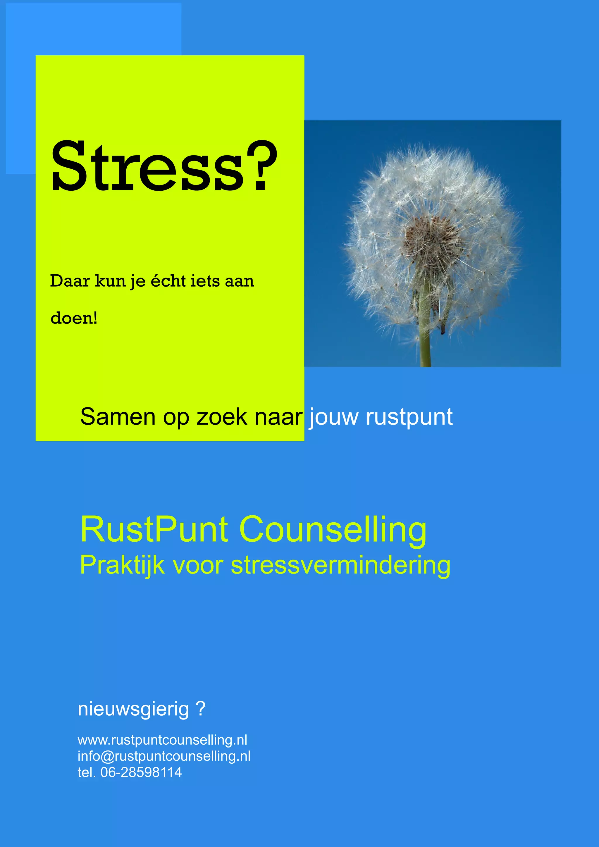 Nieuwe folder RustPunt Counselling praktijk voor stressvermindering ...