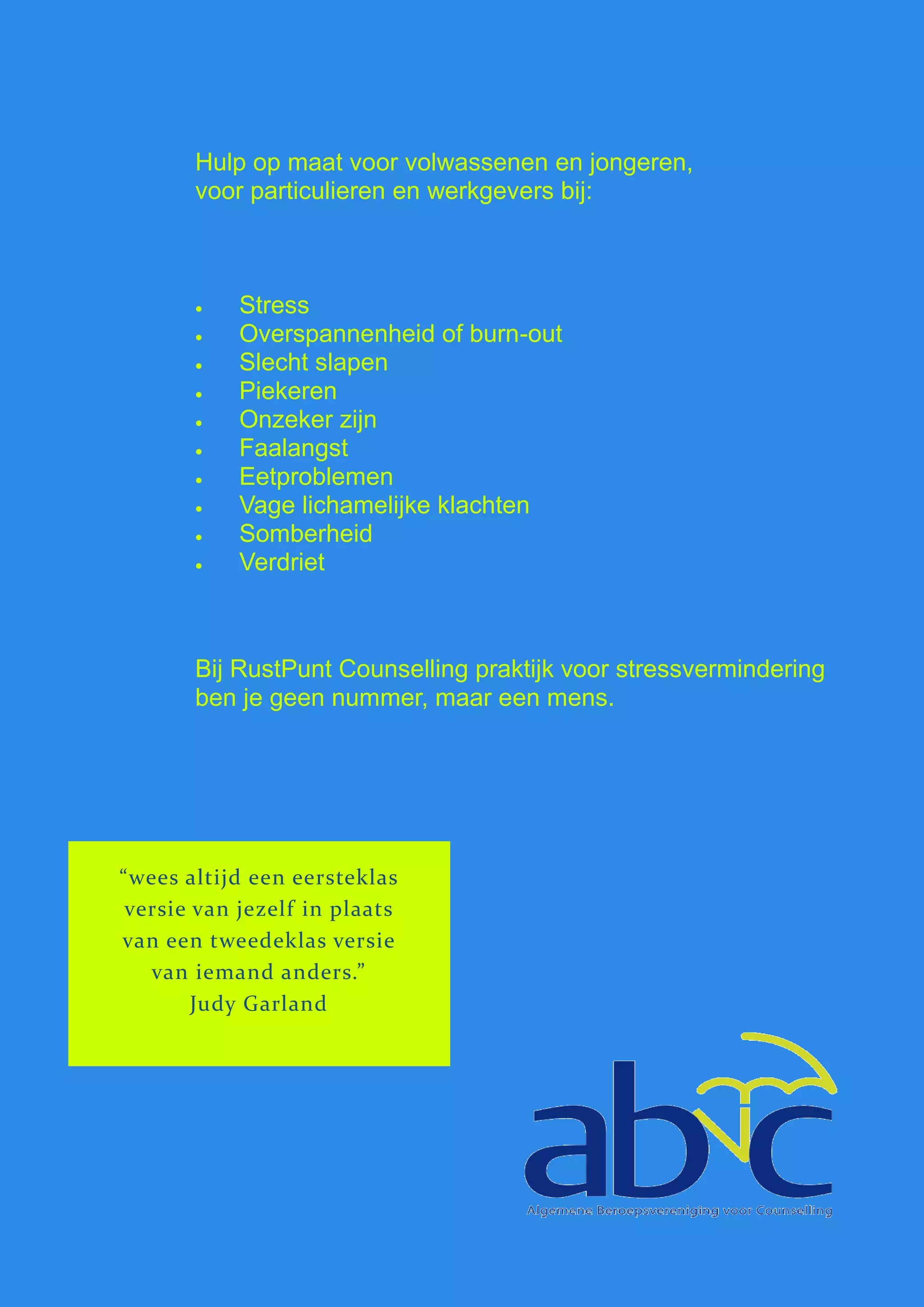 Nieuwe folder RustPunt Counselling praktijk voor stressvermindering ...