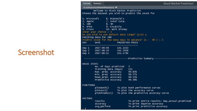 Stock Market Prediction using Machine Learning | PPTX