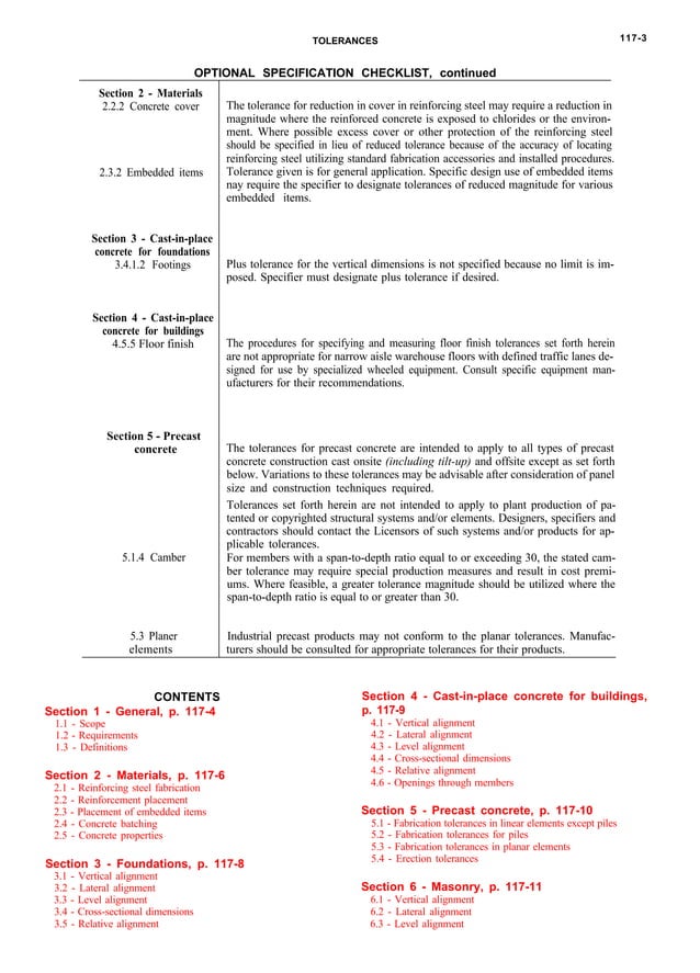 ACI-117-90 Standard Specifications for Tolerances for Concrete ...