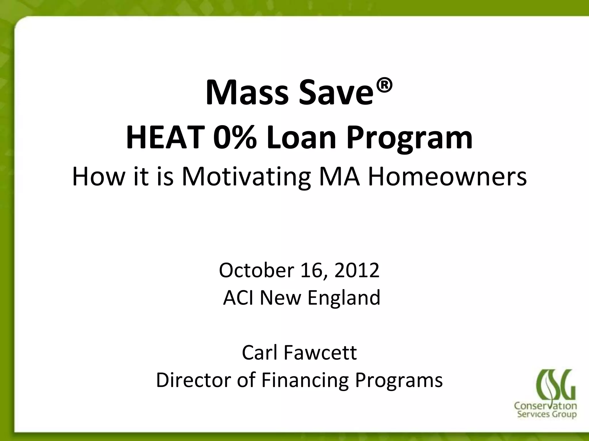Aci mass heat-loan-carlfawcett-csg | PPTX