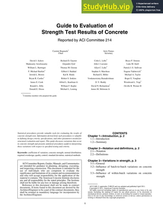 ACI 214R-11 Guide To Evaluation Of Strength Test Results Of Concrete | PDF