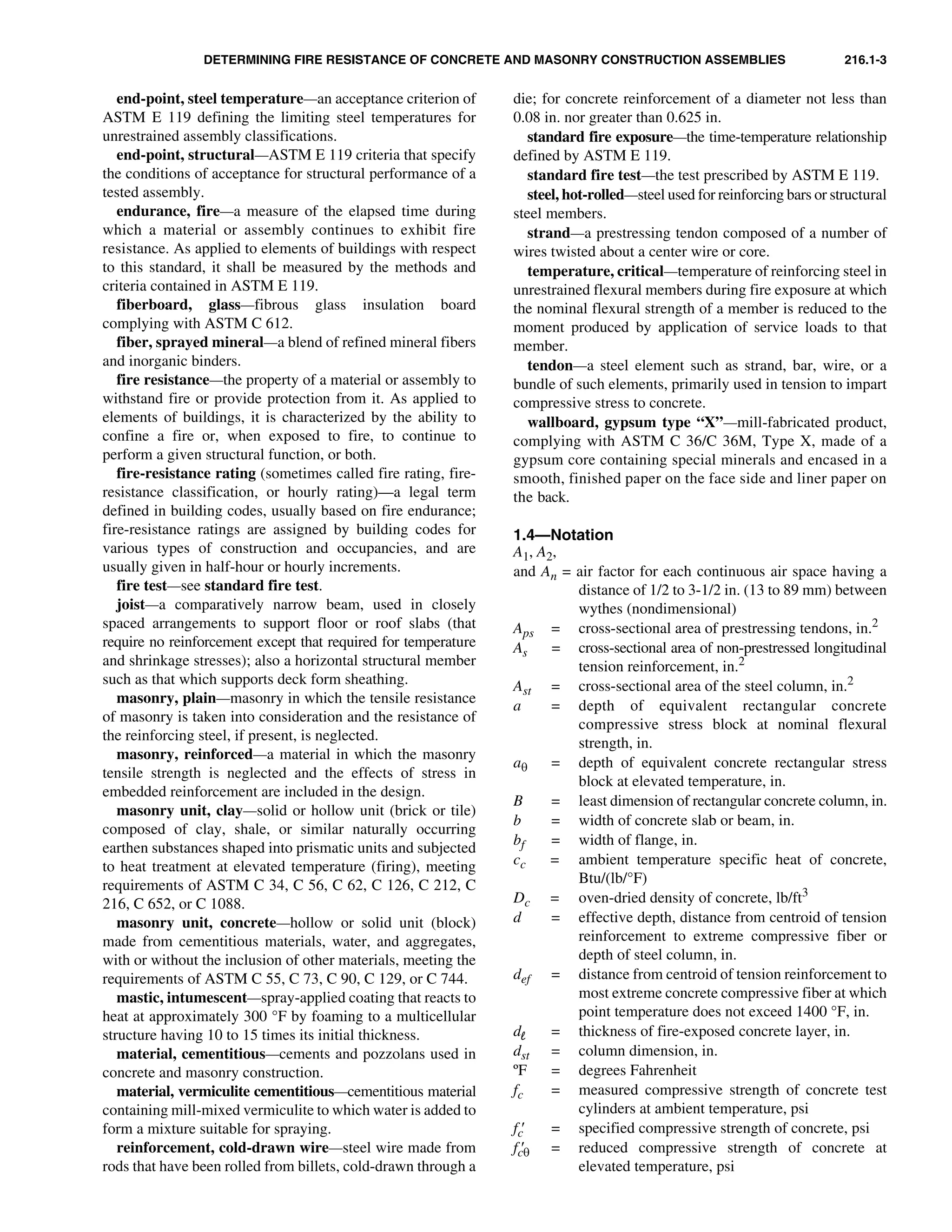 Aci 216.1 07 code requirements for determining fire resistance of ...