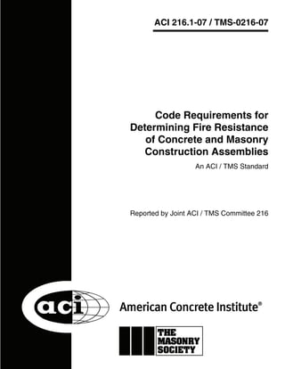 Aci 216.1 07 code requirements for determining fire resistance of ...
